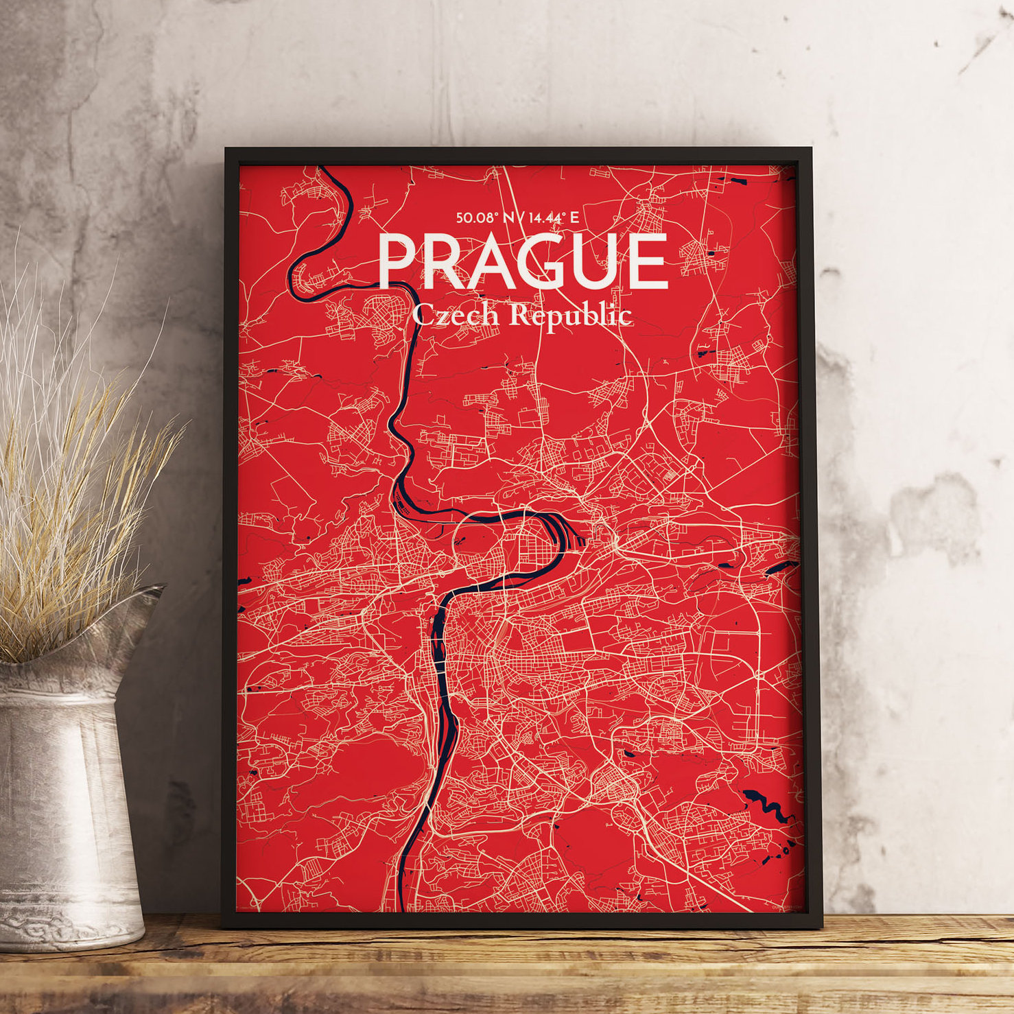 Wrought Studio™ 'Prague City Map' Graphic Art Print Poster in Nautical | Wayfair